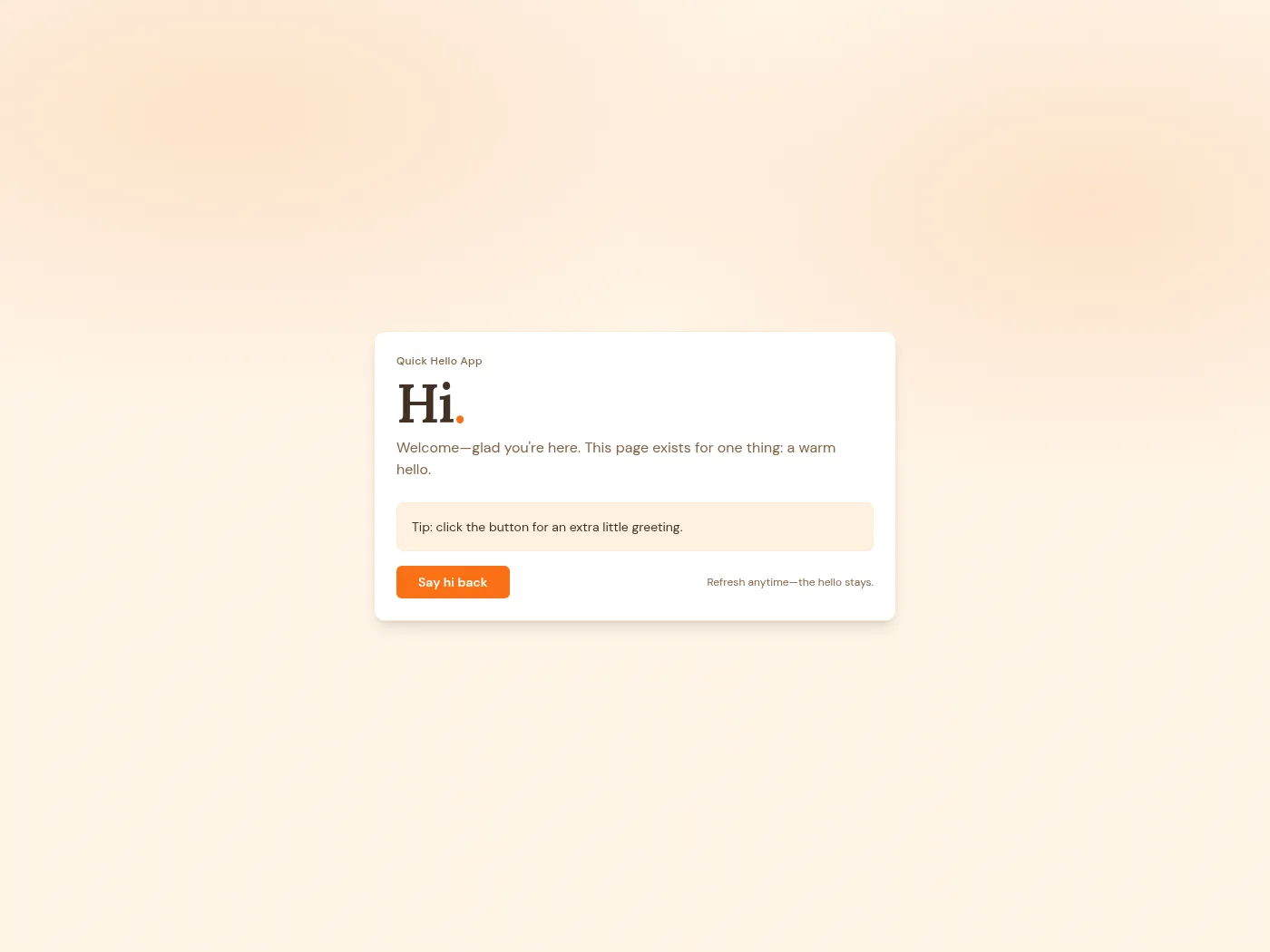 Quick Hello App