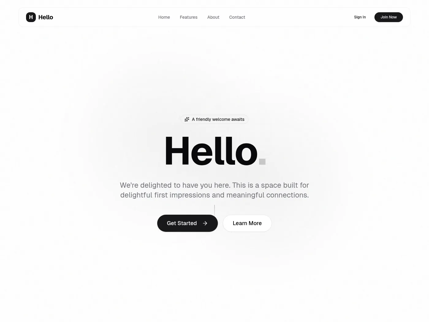 Hello Welcome Page