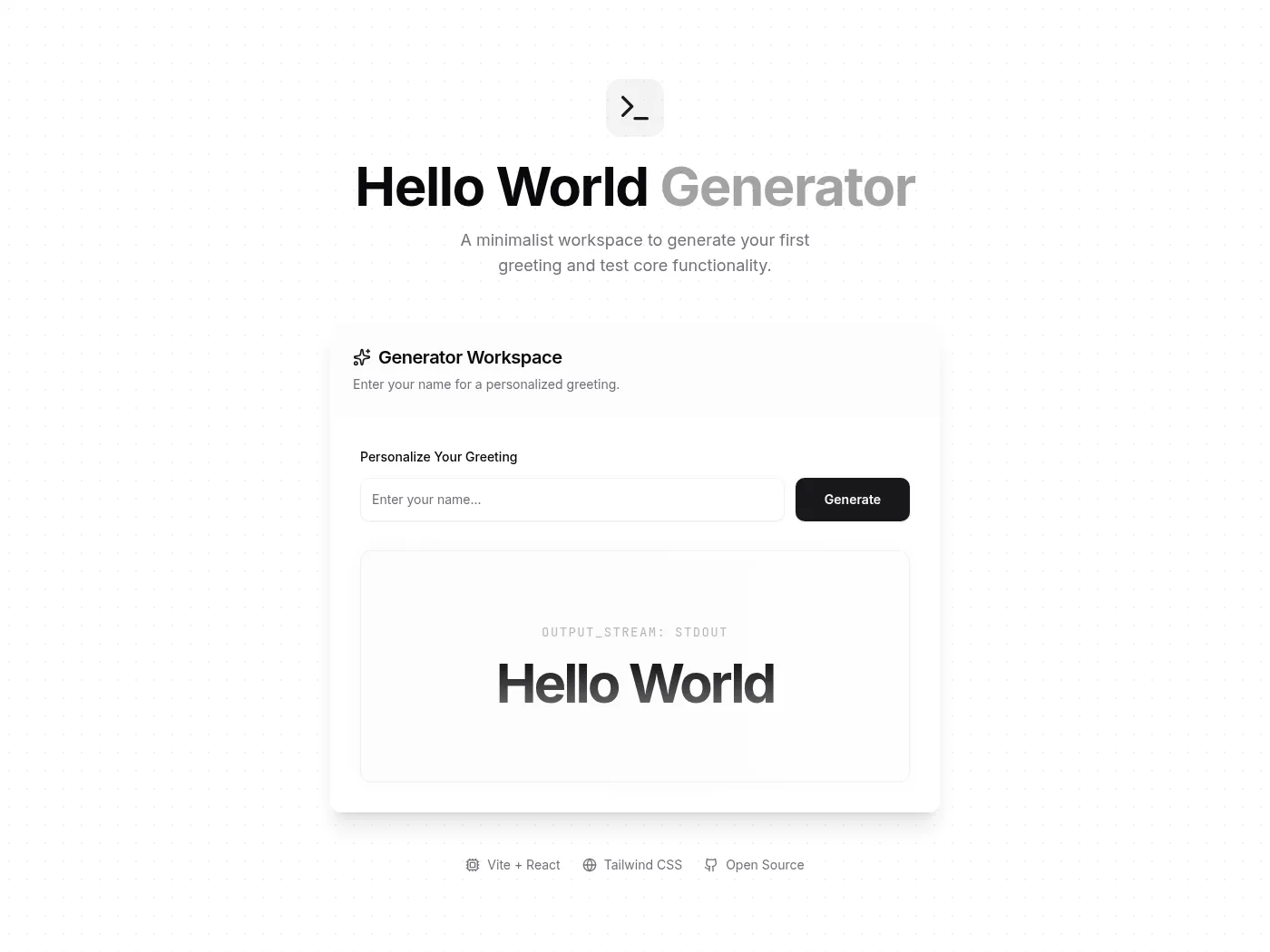 Hello World Generator
