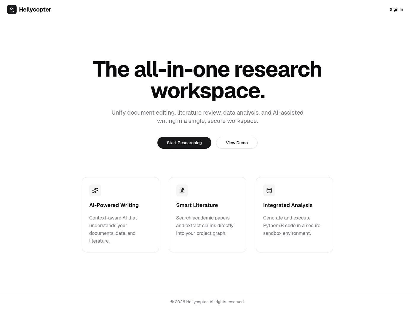 Hellycopter Research Workspace