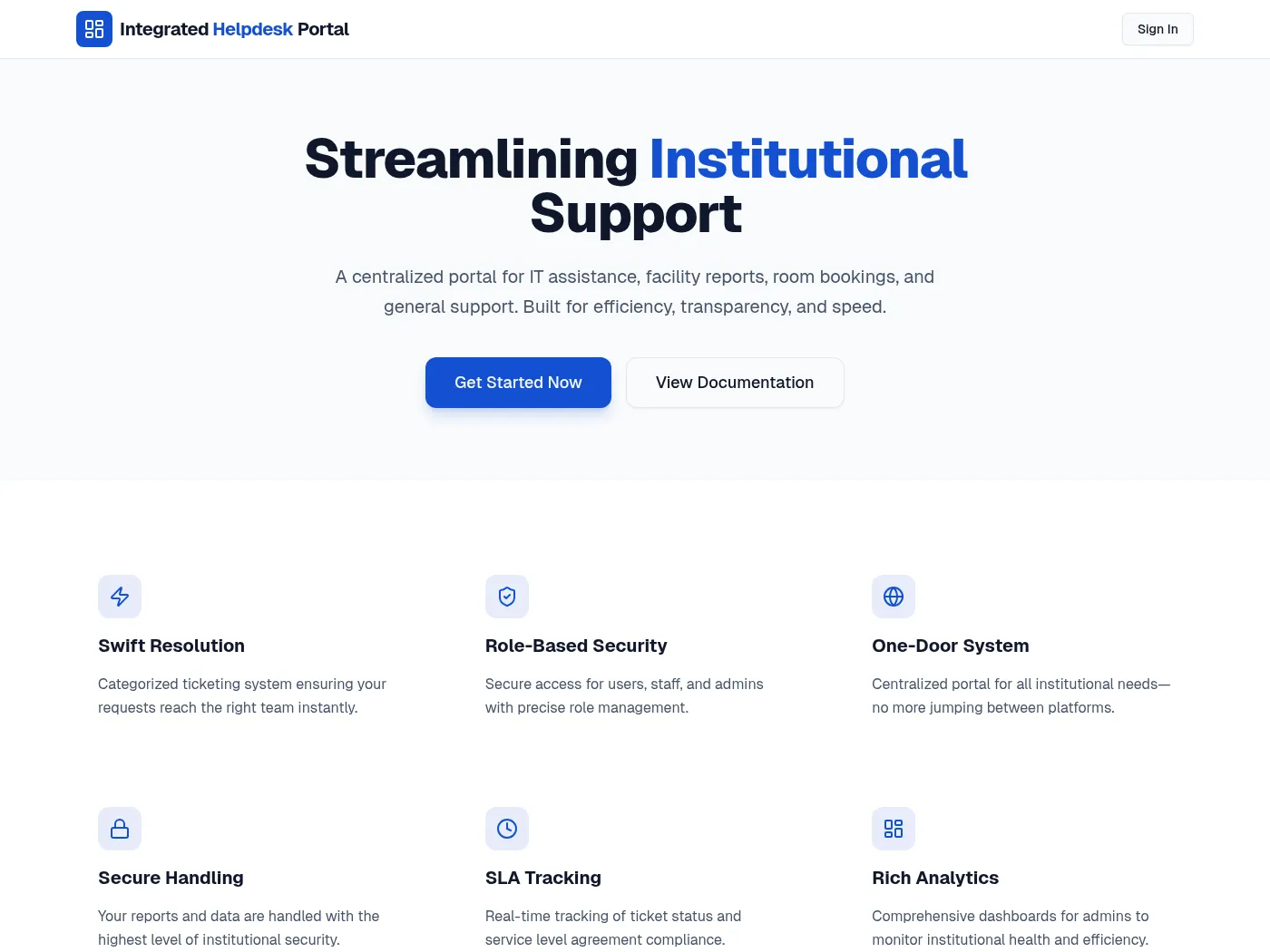 Integrated Helpdesk Portal