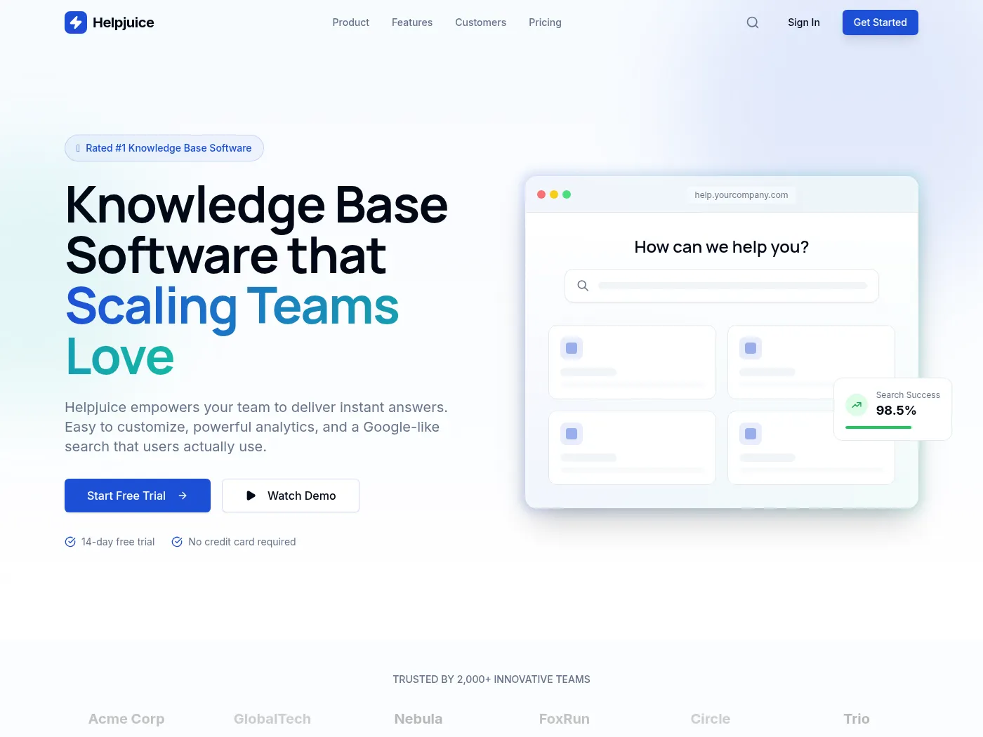 Helpjuice Landing Page