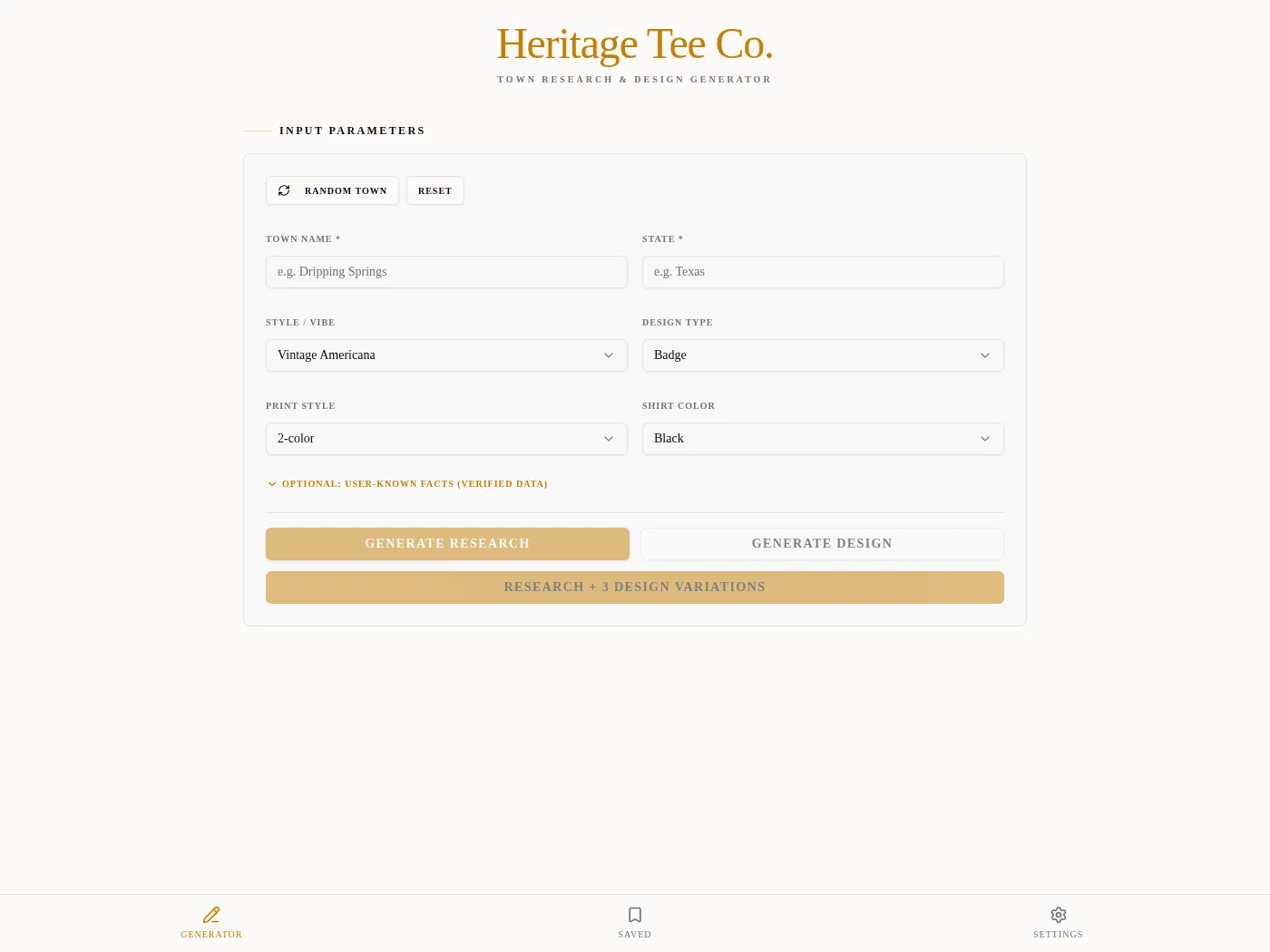 Heritage Tee Co Generator (Remix)