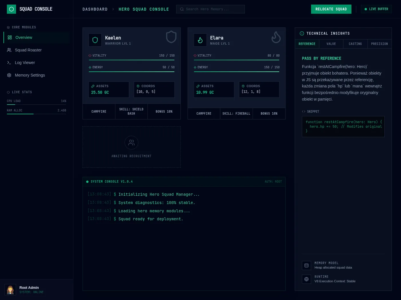 Hero Squad Console Manager