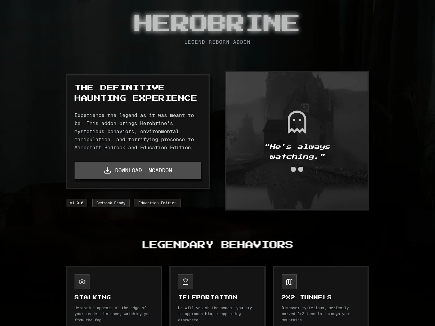 Herobrine Minecraft Addon
