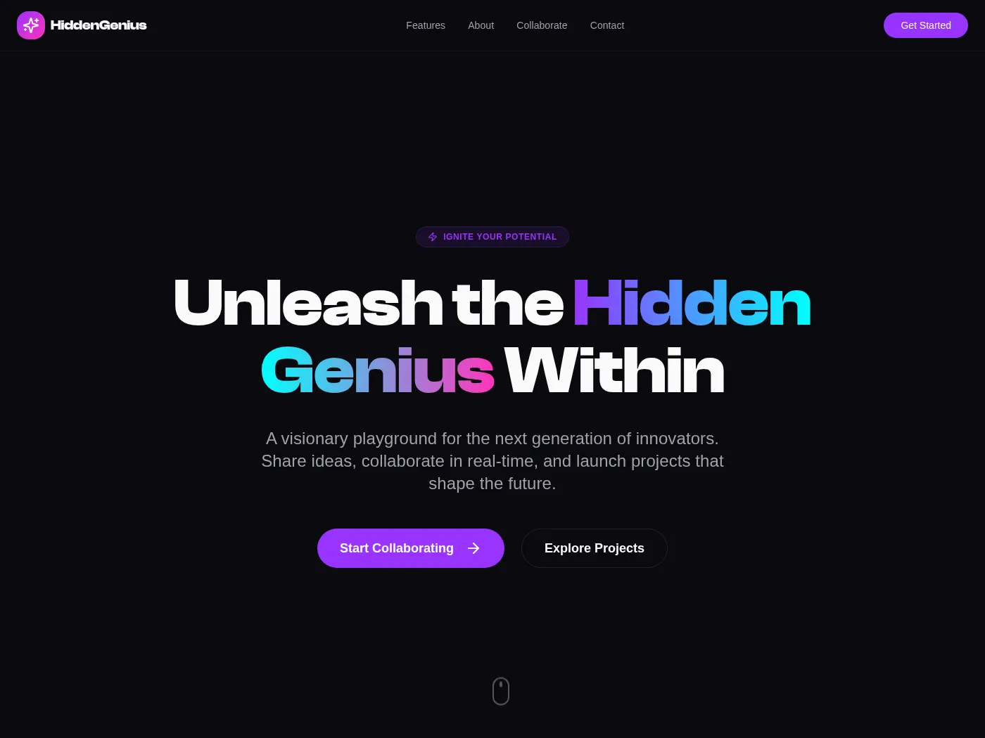 HiddenGenius Landing