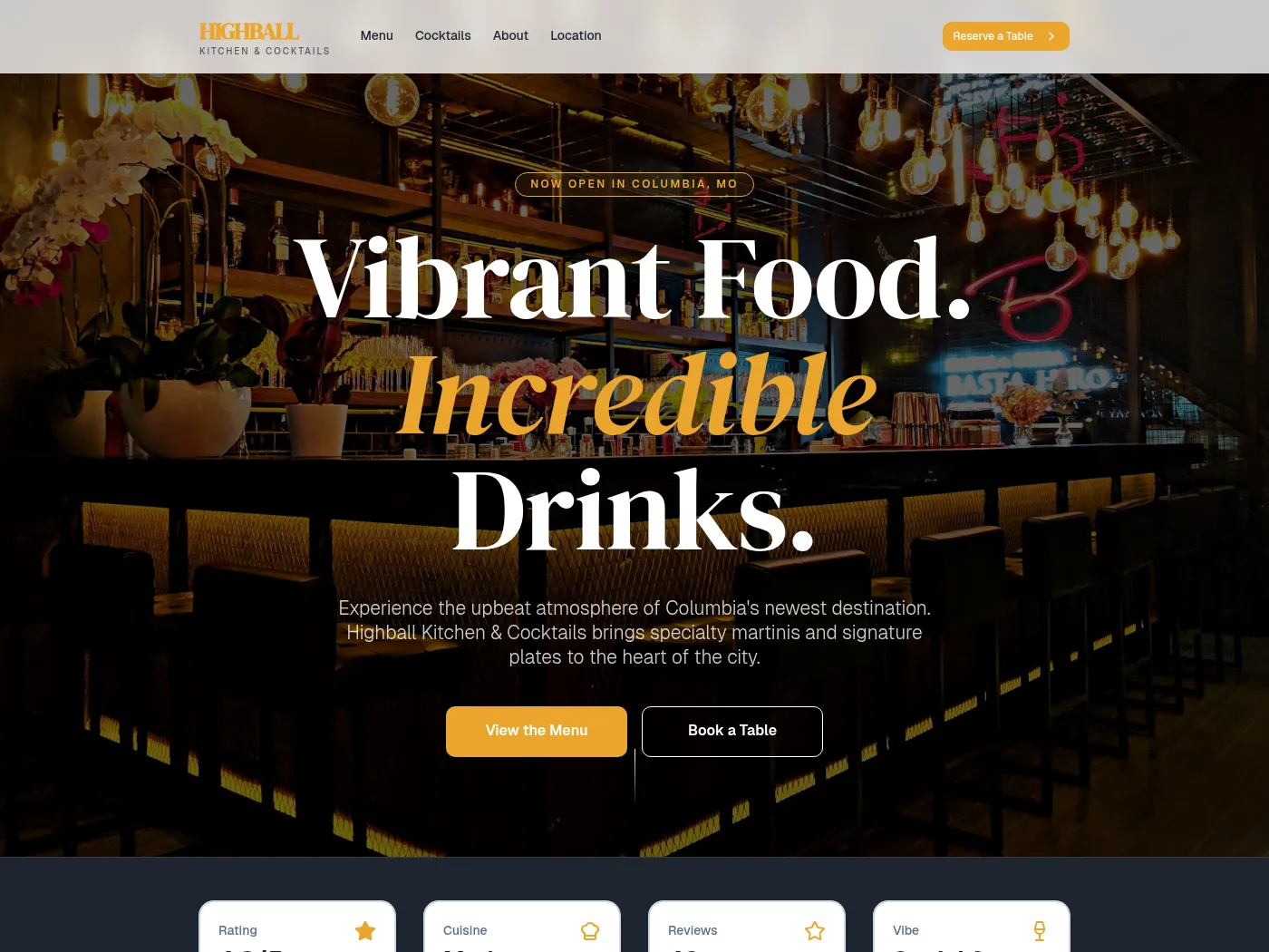 Highball Kitchen Website