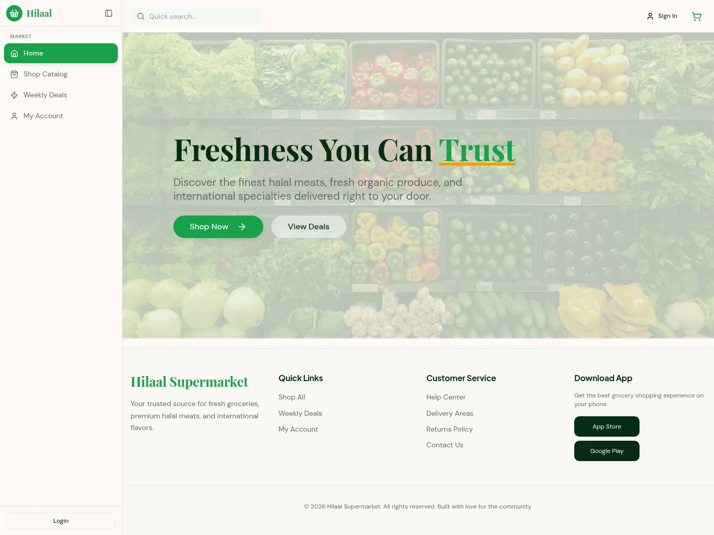 Hilaal Supermarket Site