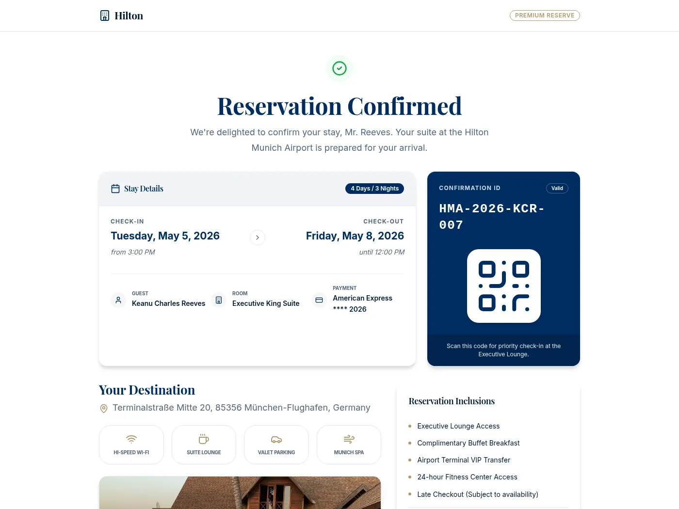 Hilton Munich Reservation Page