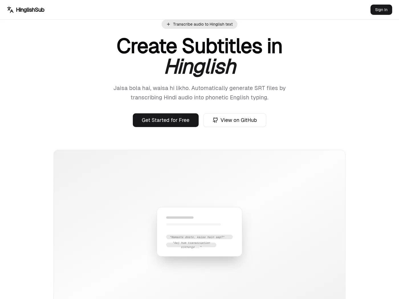 Hinglish Subtitles Generator