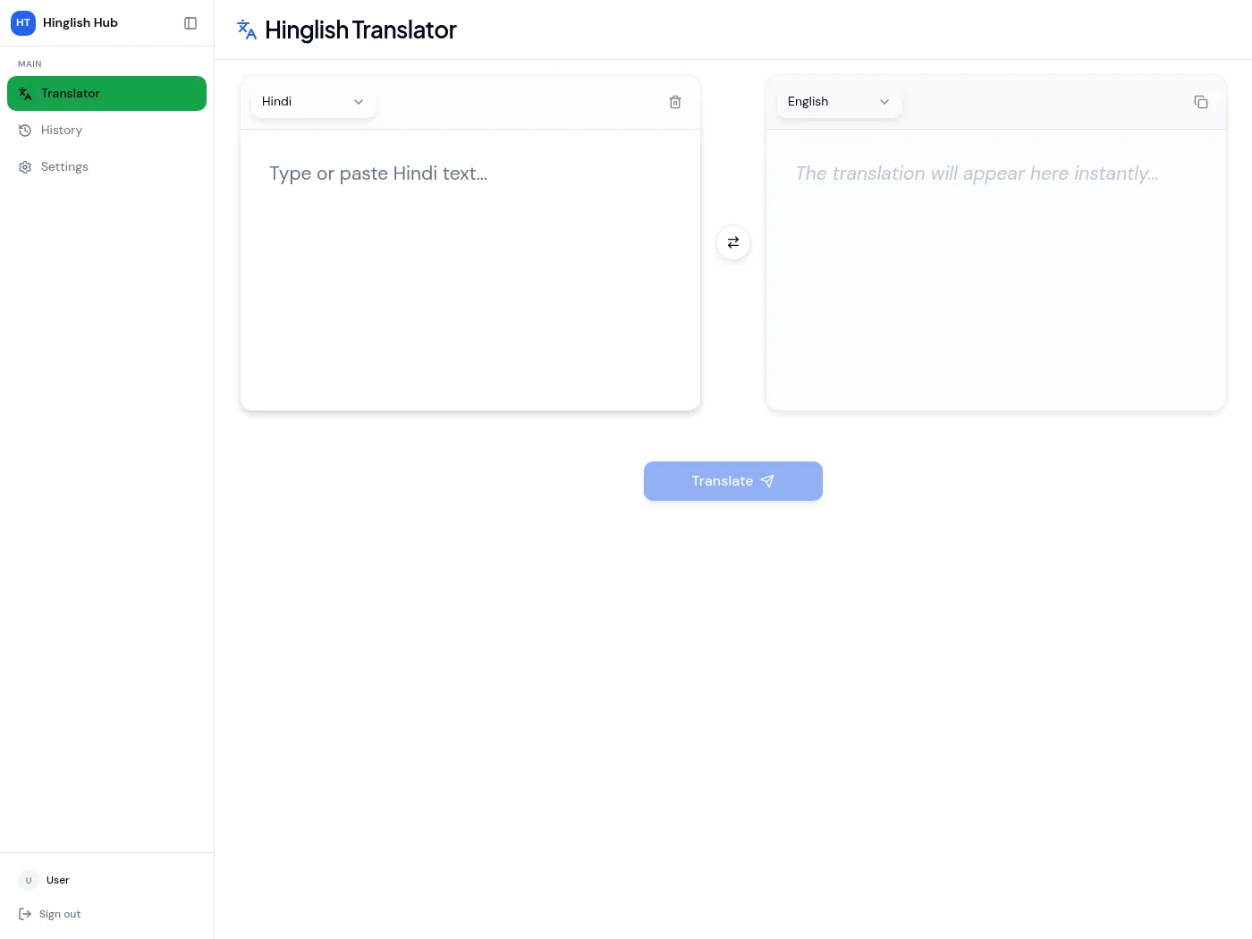 Hinglish Translator Hub