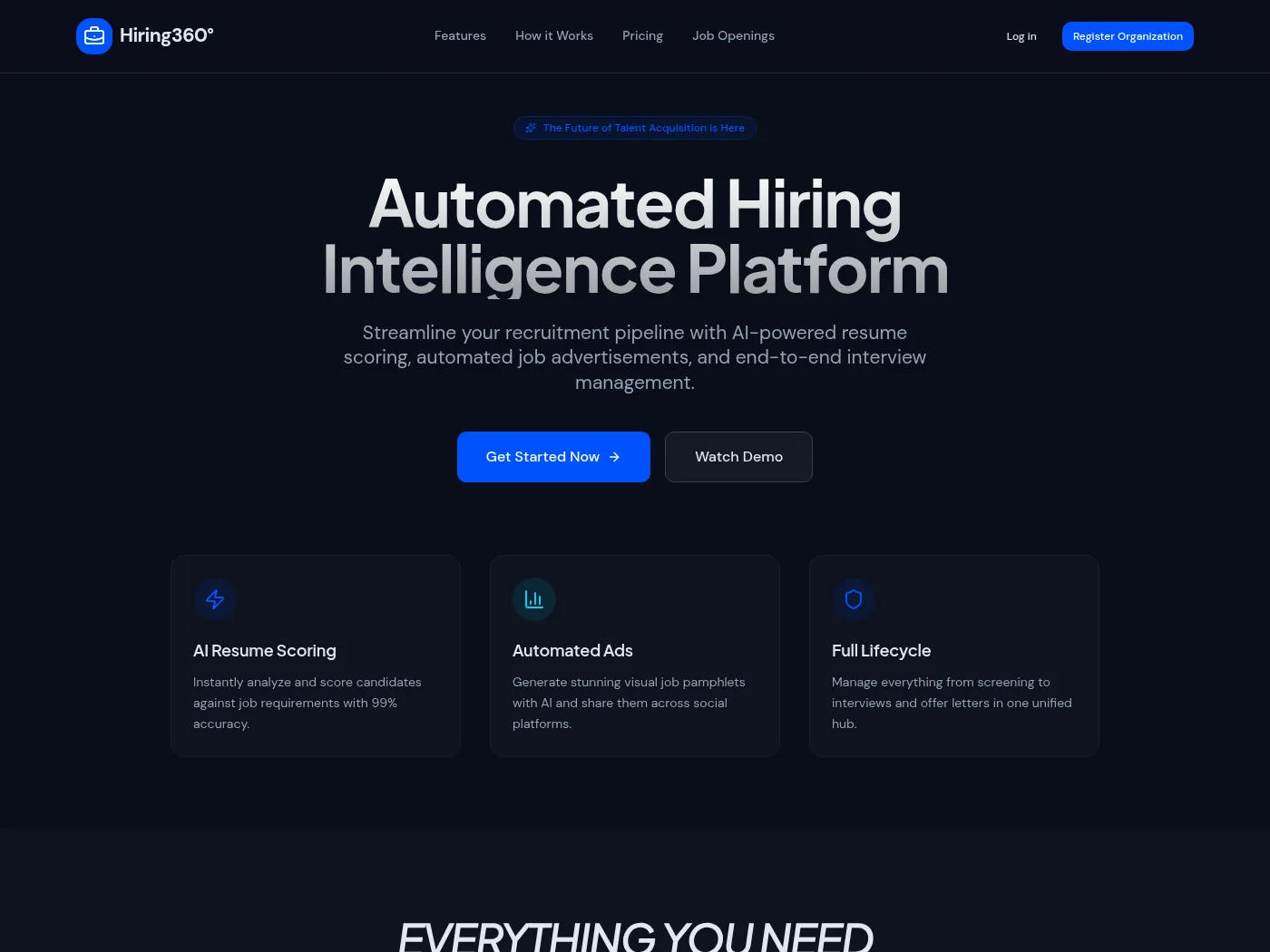 Hiring360° Landing Page