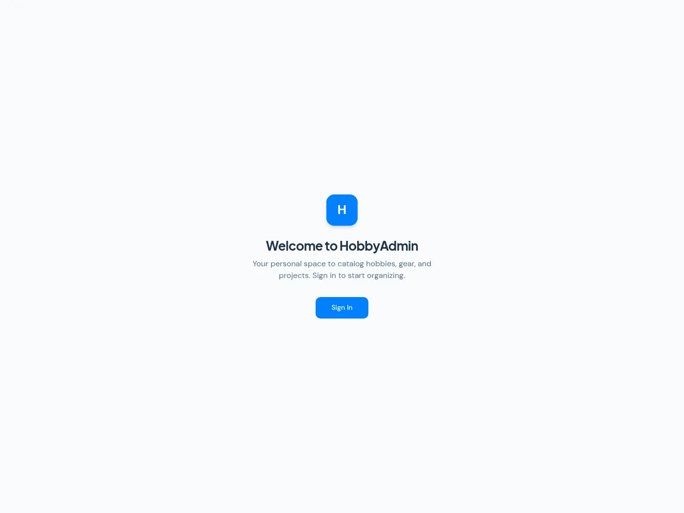HobbyAdmin Dashboard