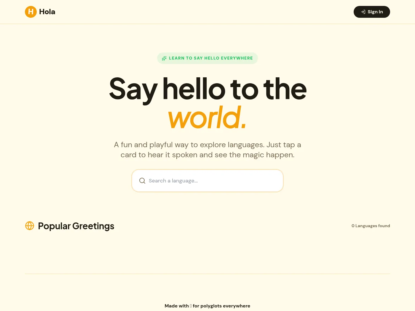 Hola Greeting App