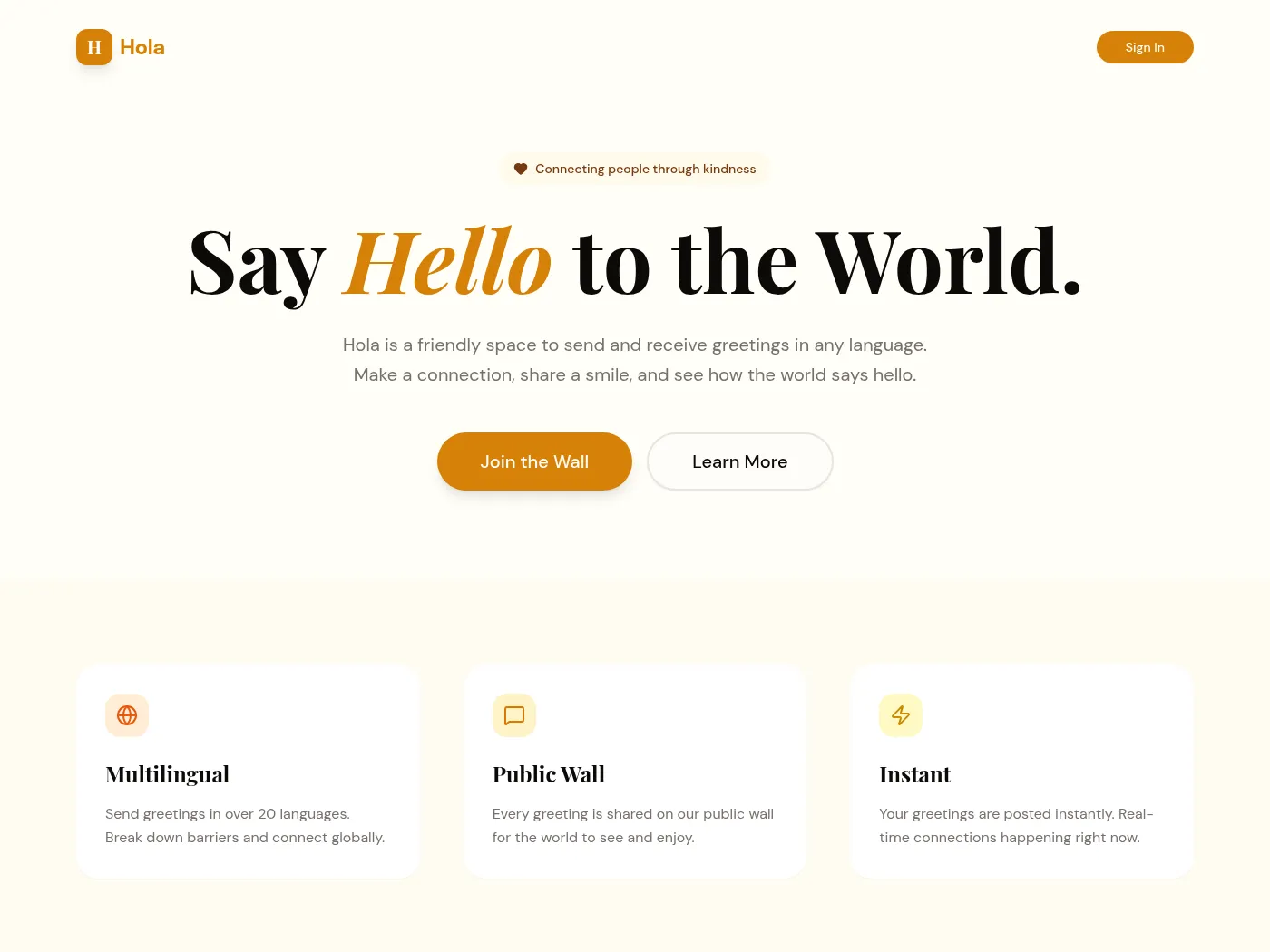 Hola Greeting App
