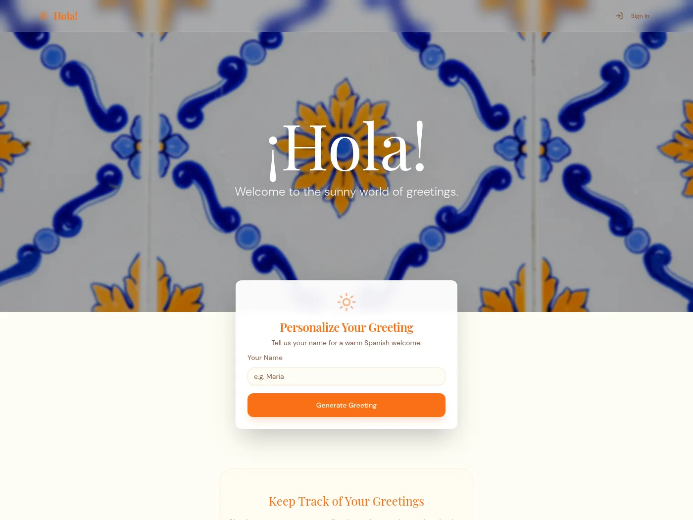 Hola Greeting App