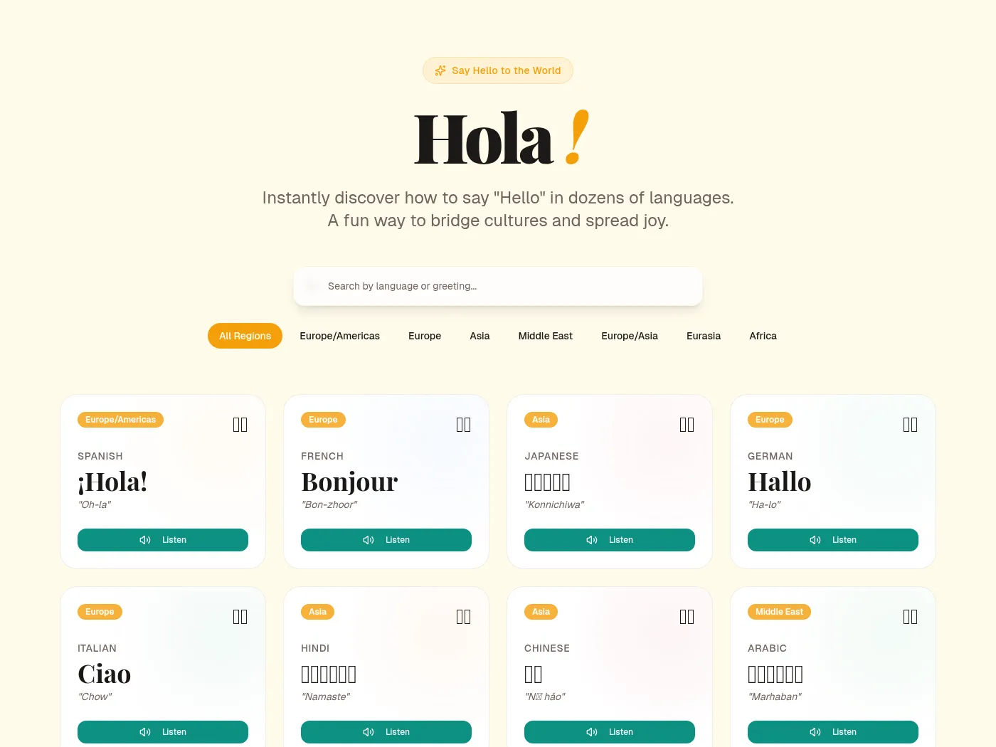 Hola Greeting App