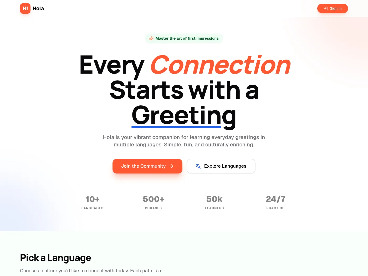 Hola Greetings App