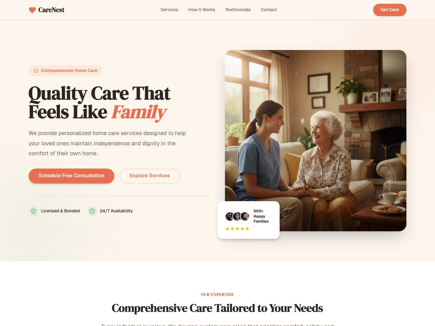 CareNest Landing Page