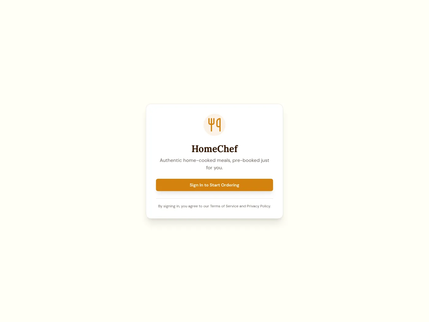 HomeChef Pre-Booking App