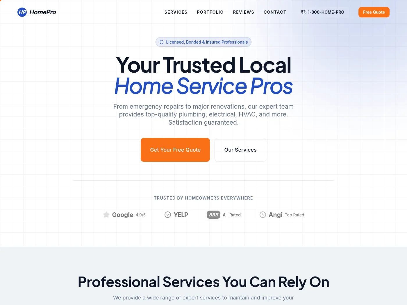 HomePro Service Website