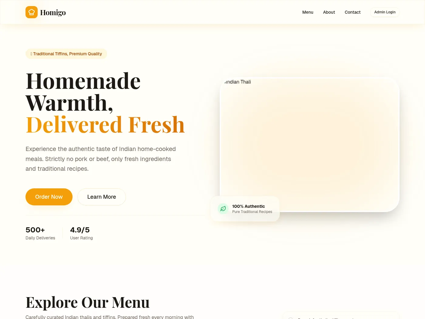 Homigo Landing Page