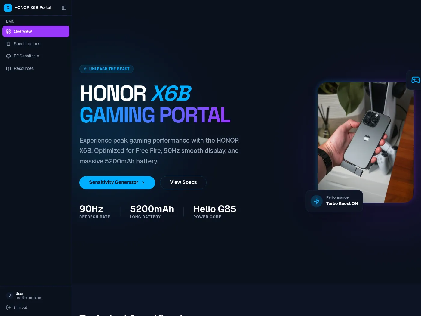 HONOR X6B Gaming Portal