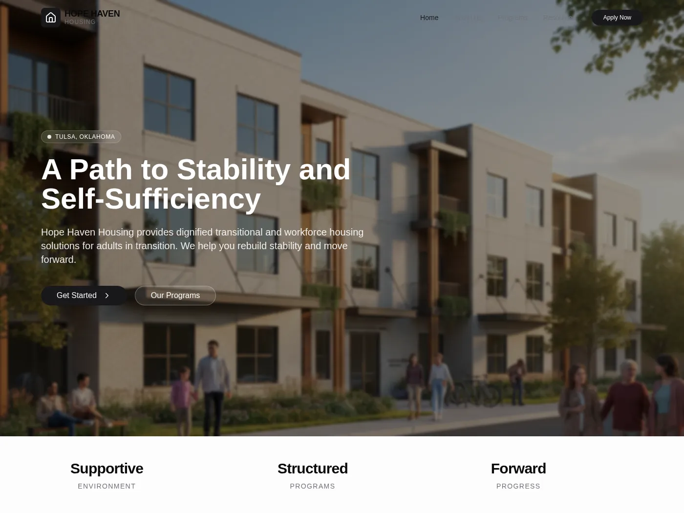 Hope Haven Housing Website