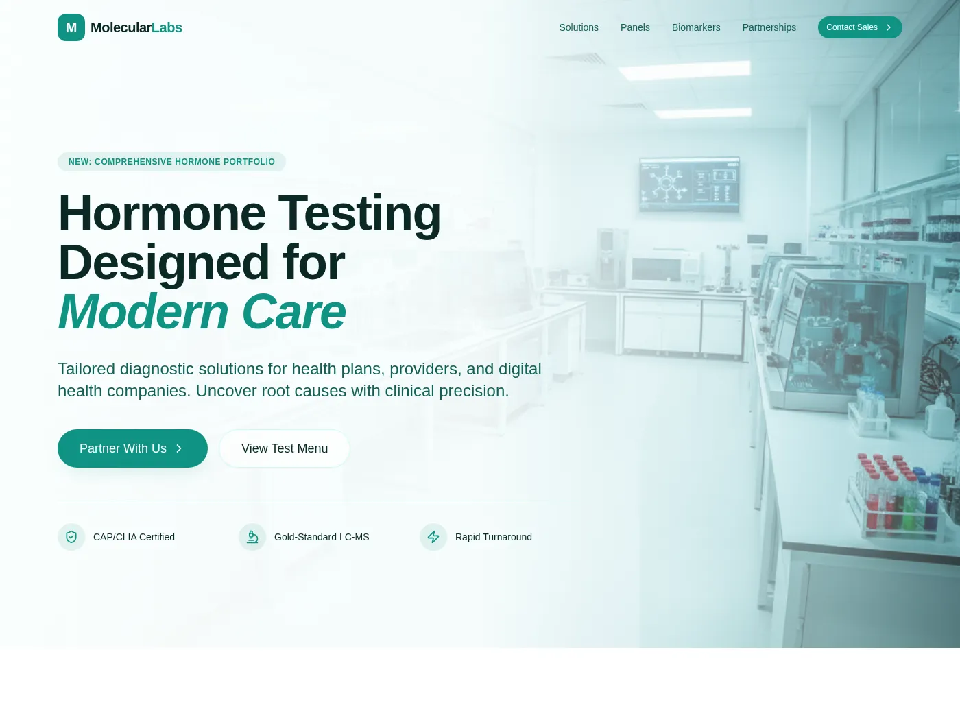 Hormones Testing Landing Page