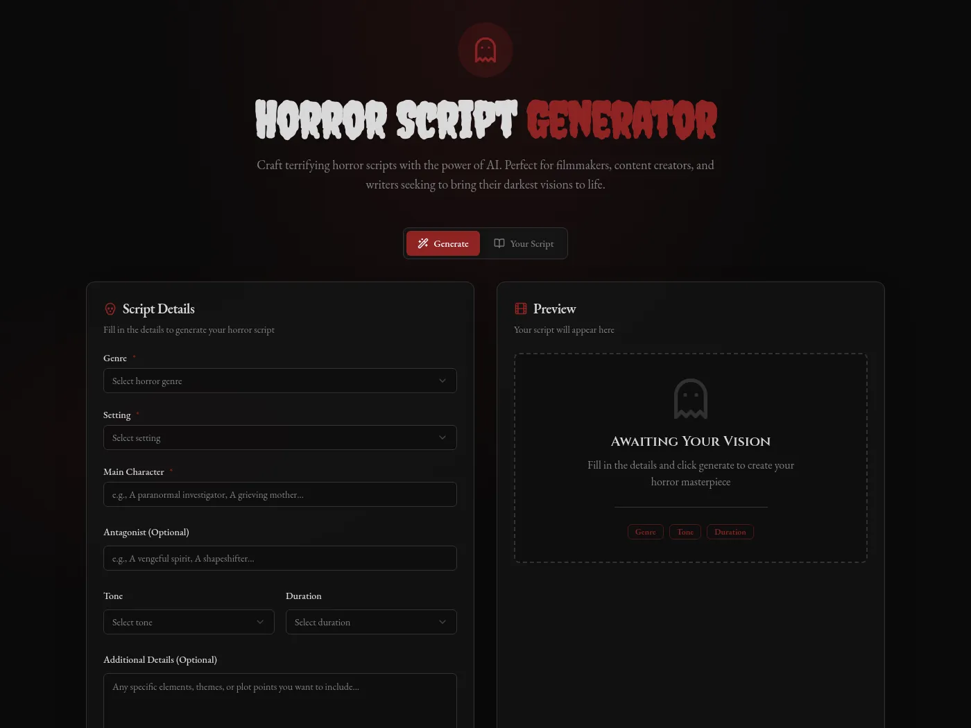 Horror Script Generator