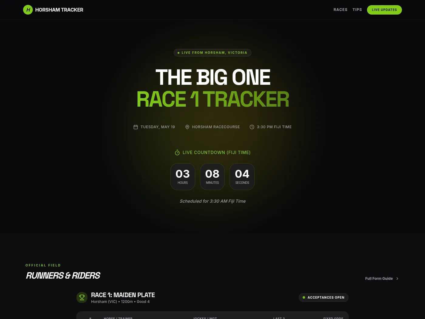 Horsham Race Live Tracker