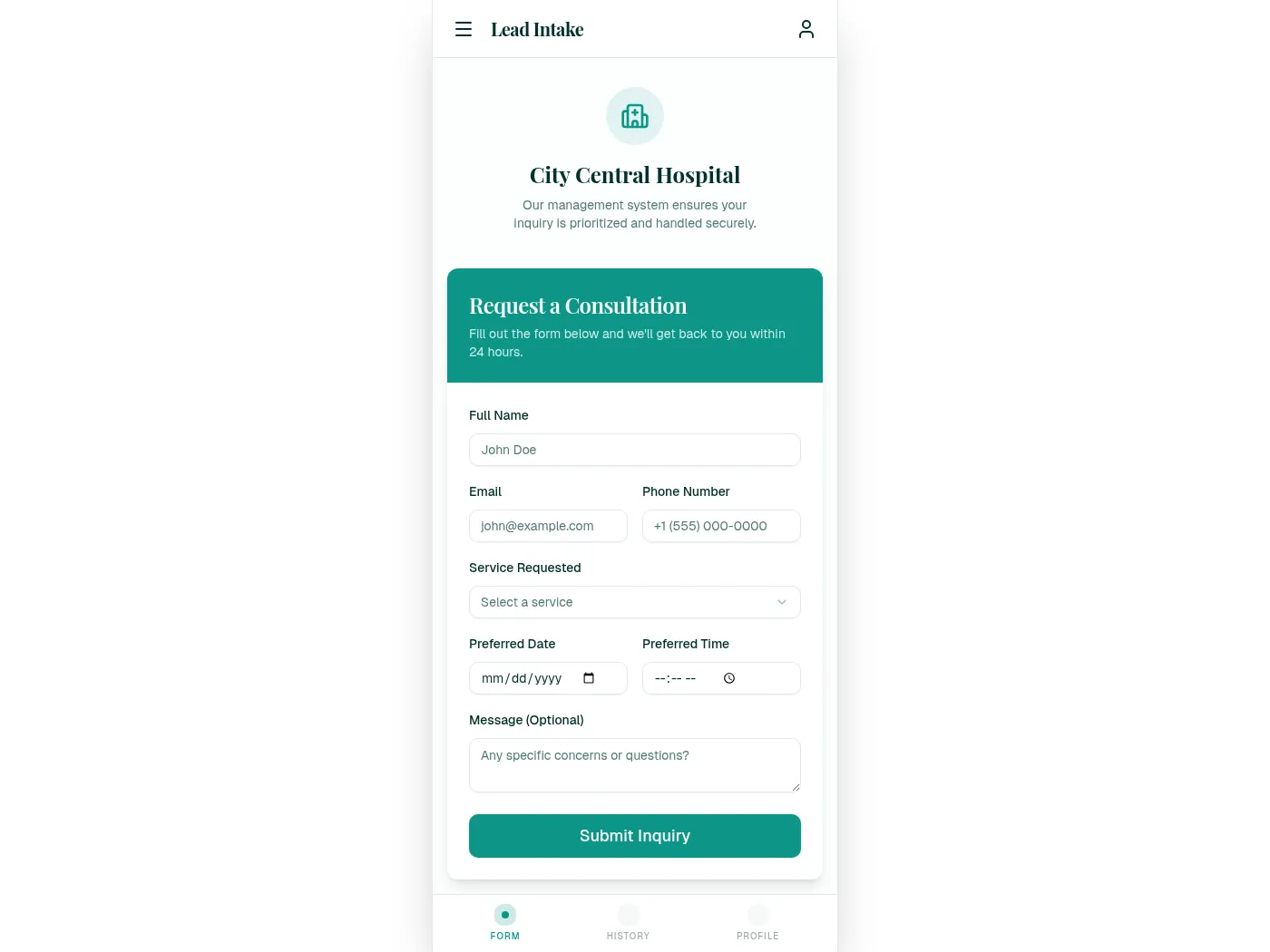 Hospital Lead Intake