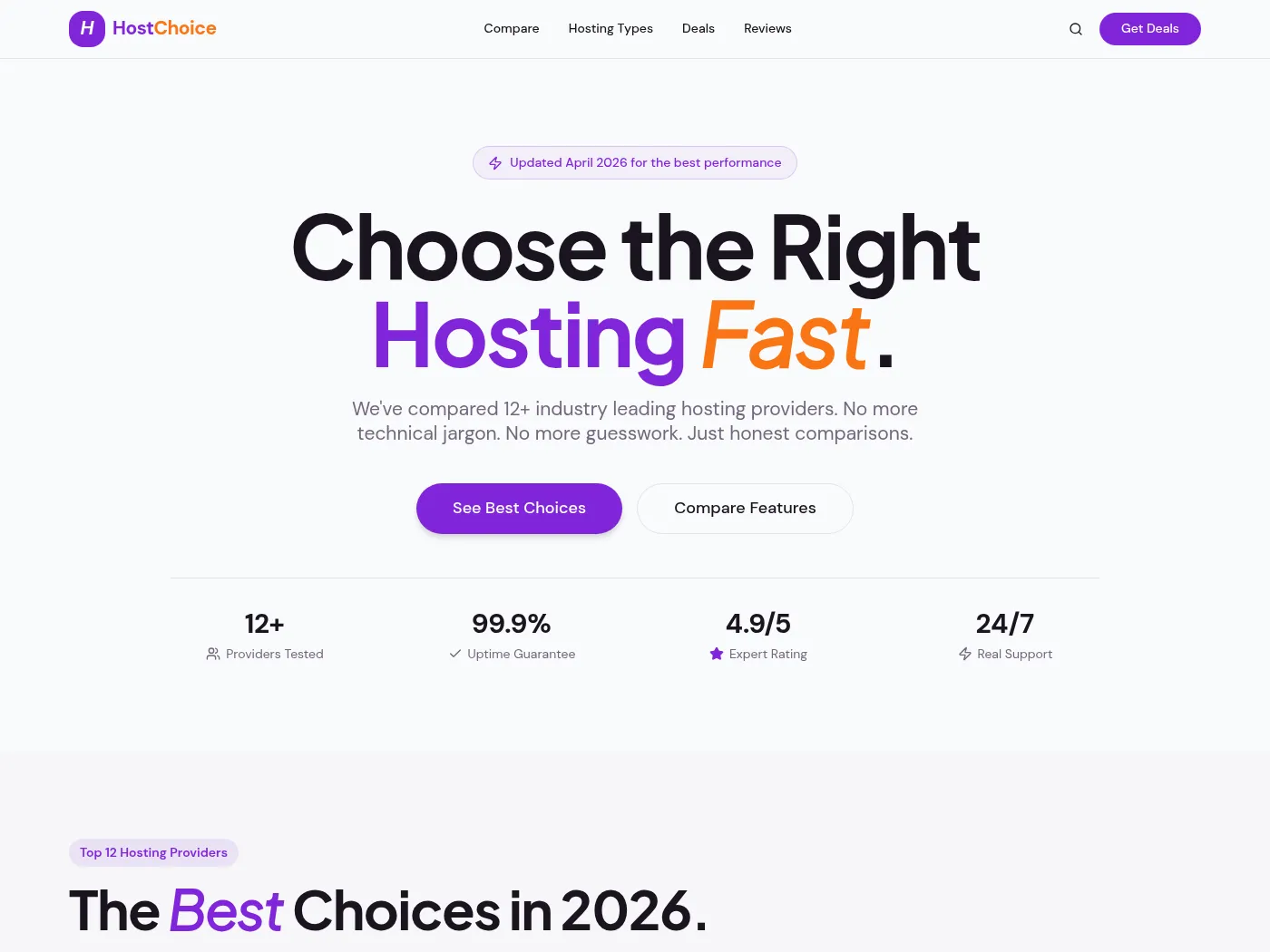 HostChoice Comparison Page