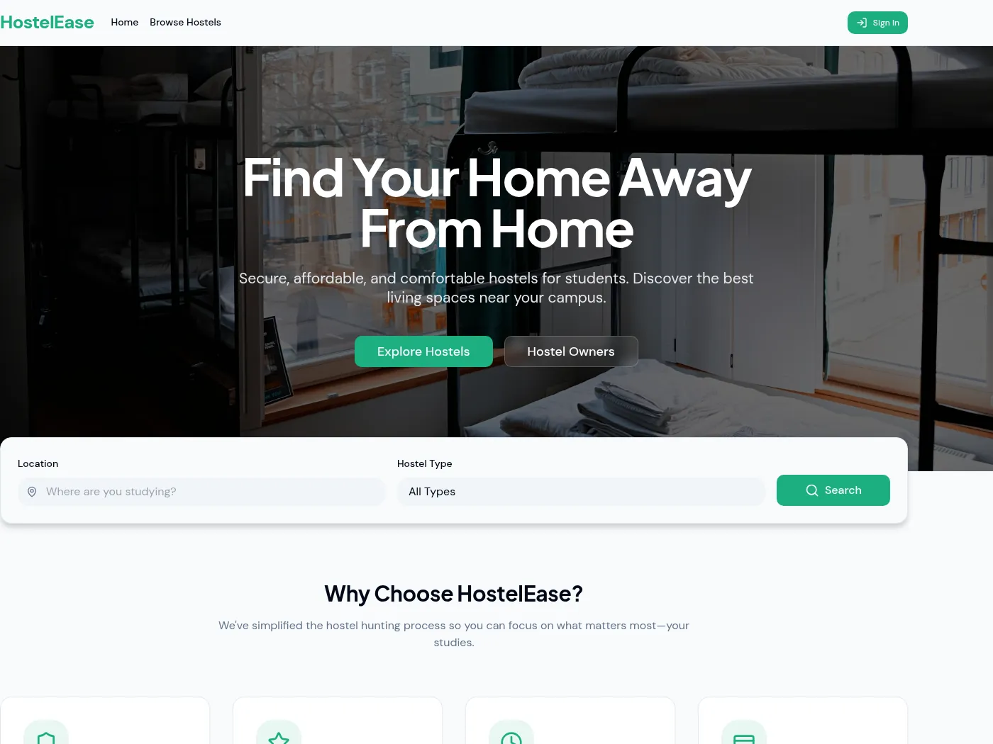 HostelEase Booking Platform