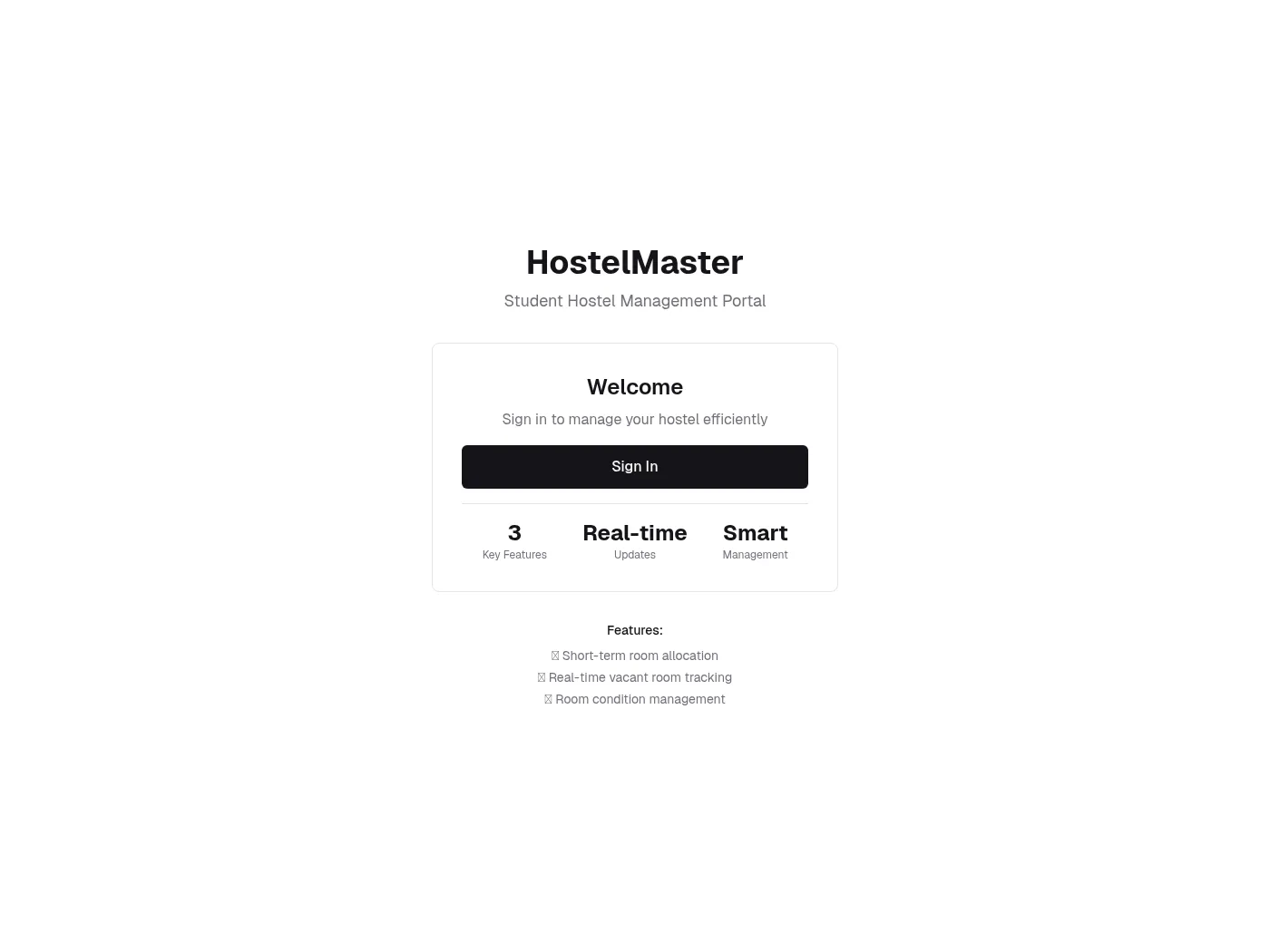 HostelMaster Web Portal (Remix)
