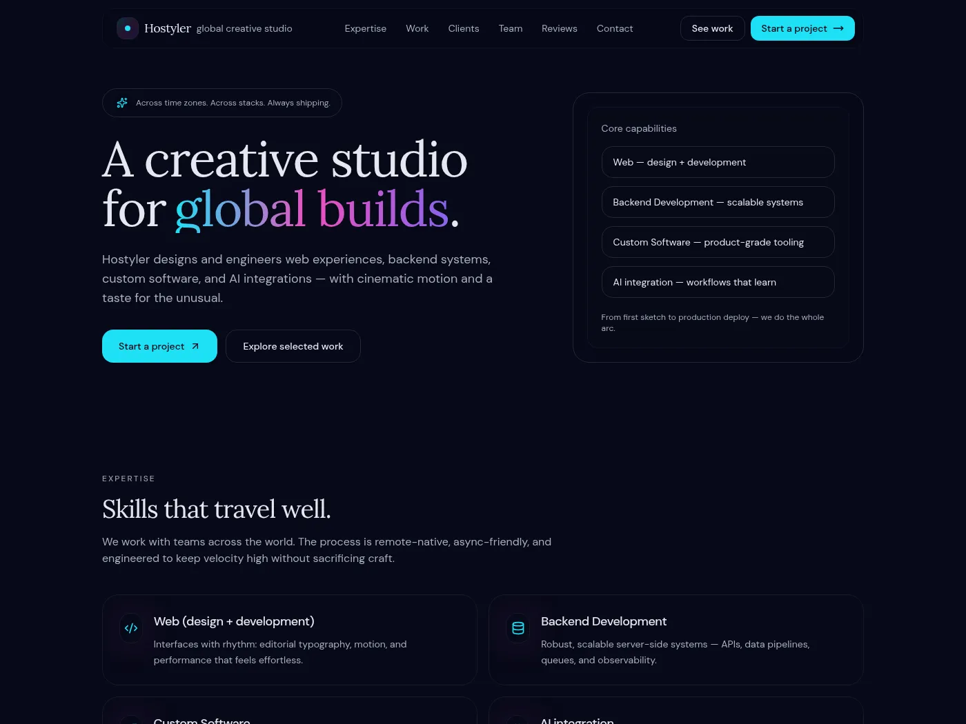 Hostyler Studio Landing