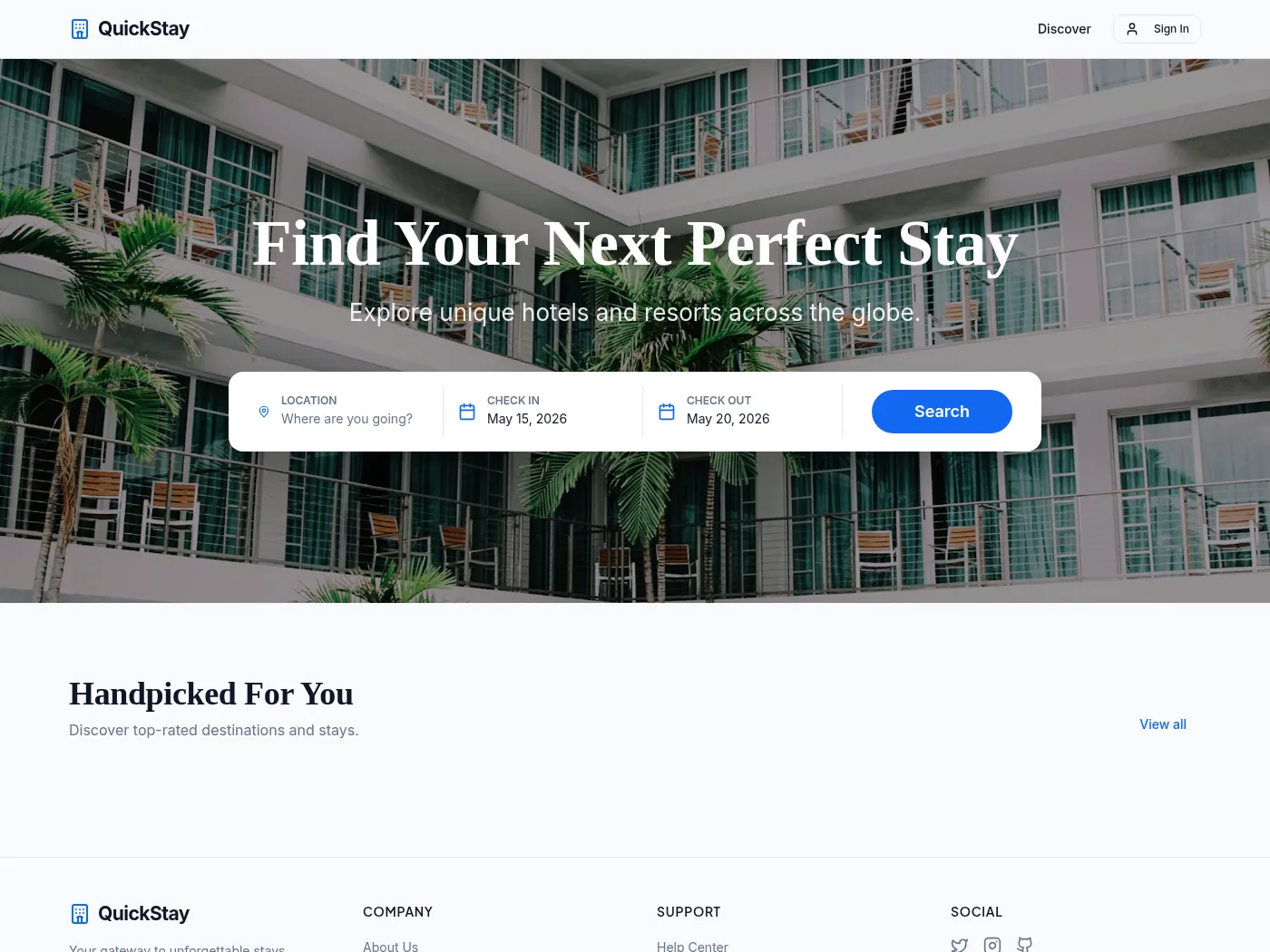 QuickStay Hotel Portal