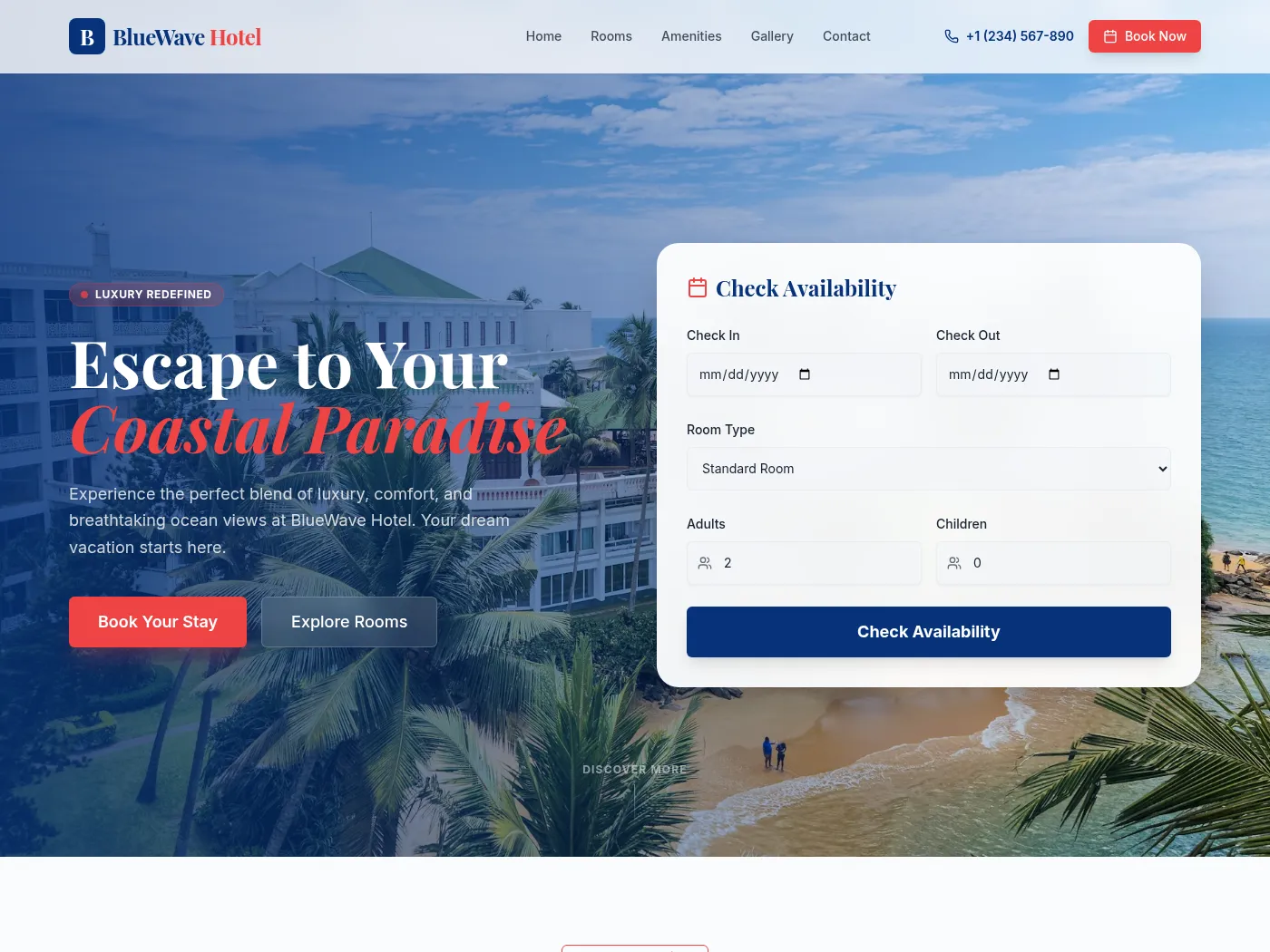 BlueWave Hotel Website