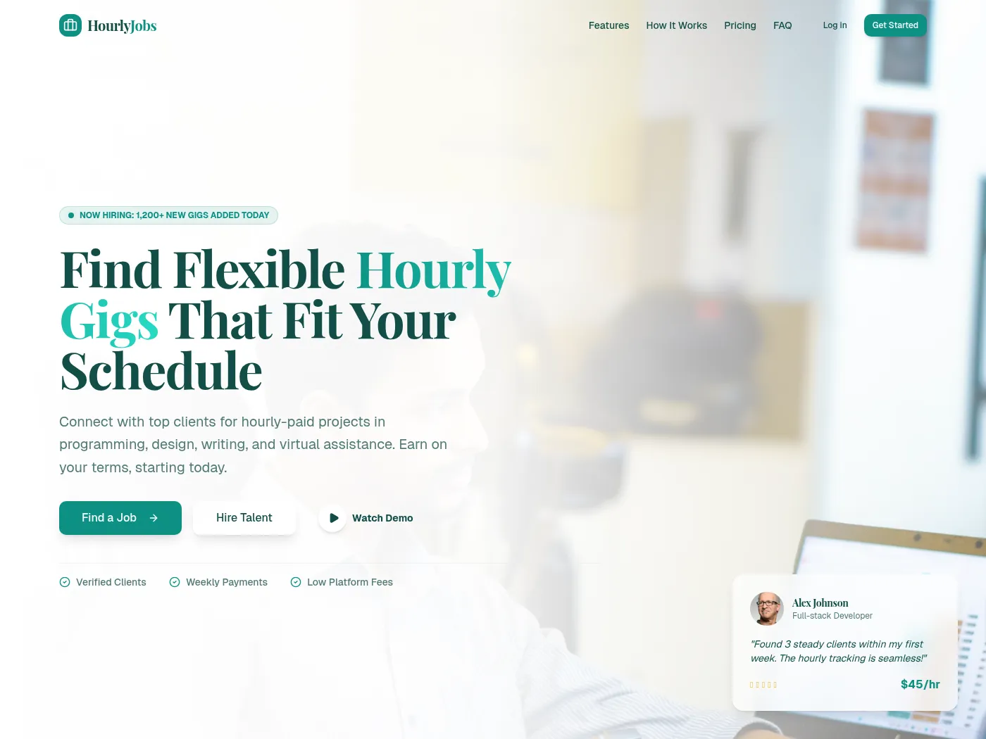 Hourly Jobs Landing Page