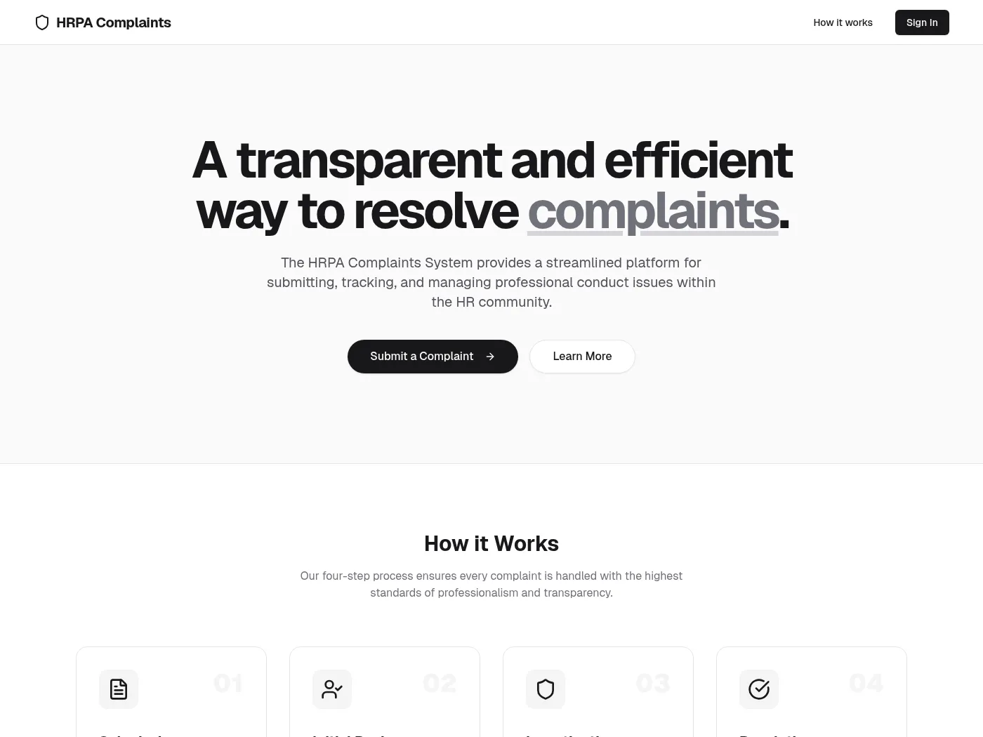 HRPA Complaints System