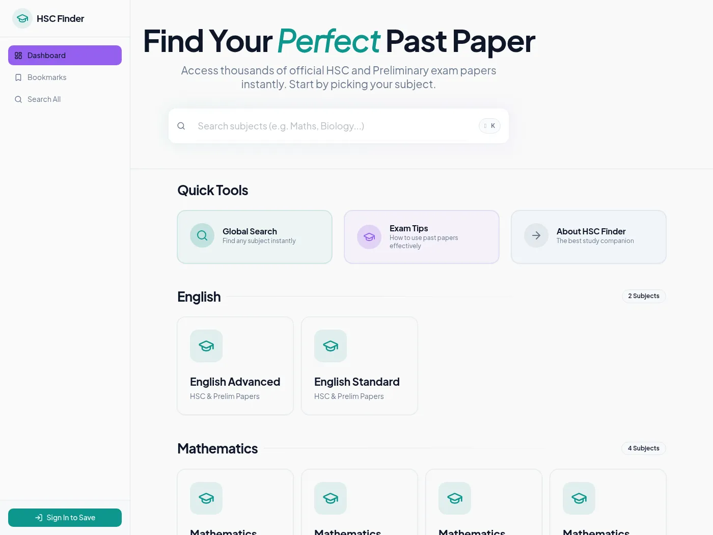 HSC Paper Finder