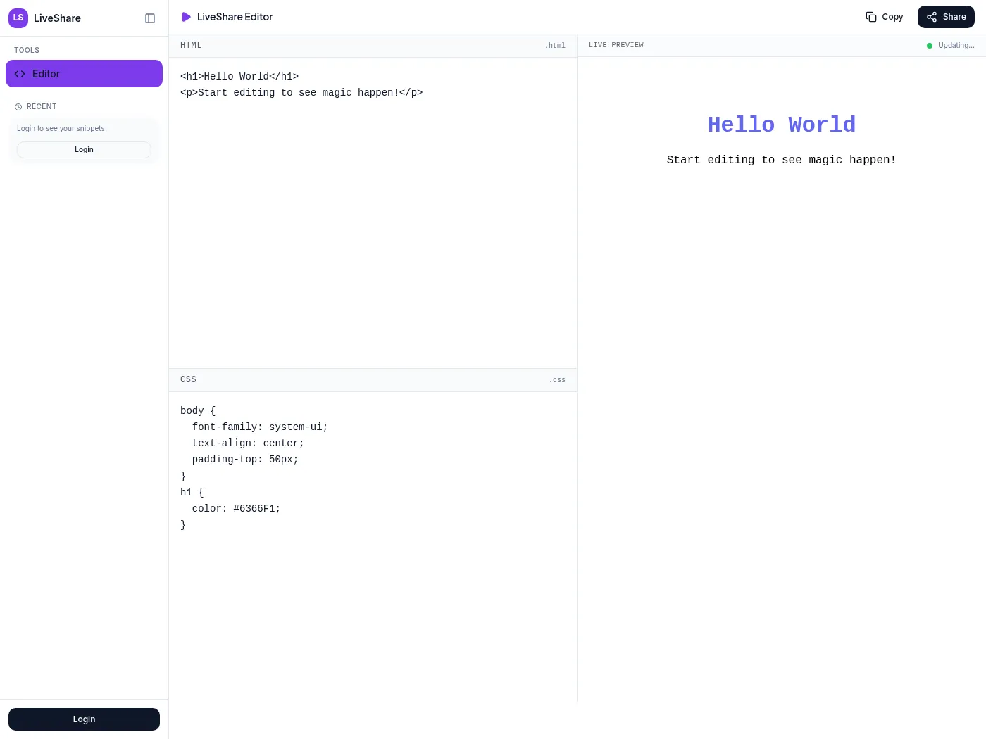 HTML CSS LiveShare