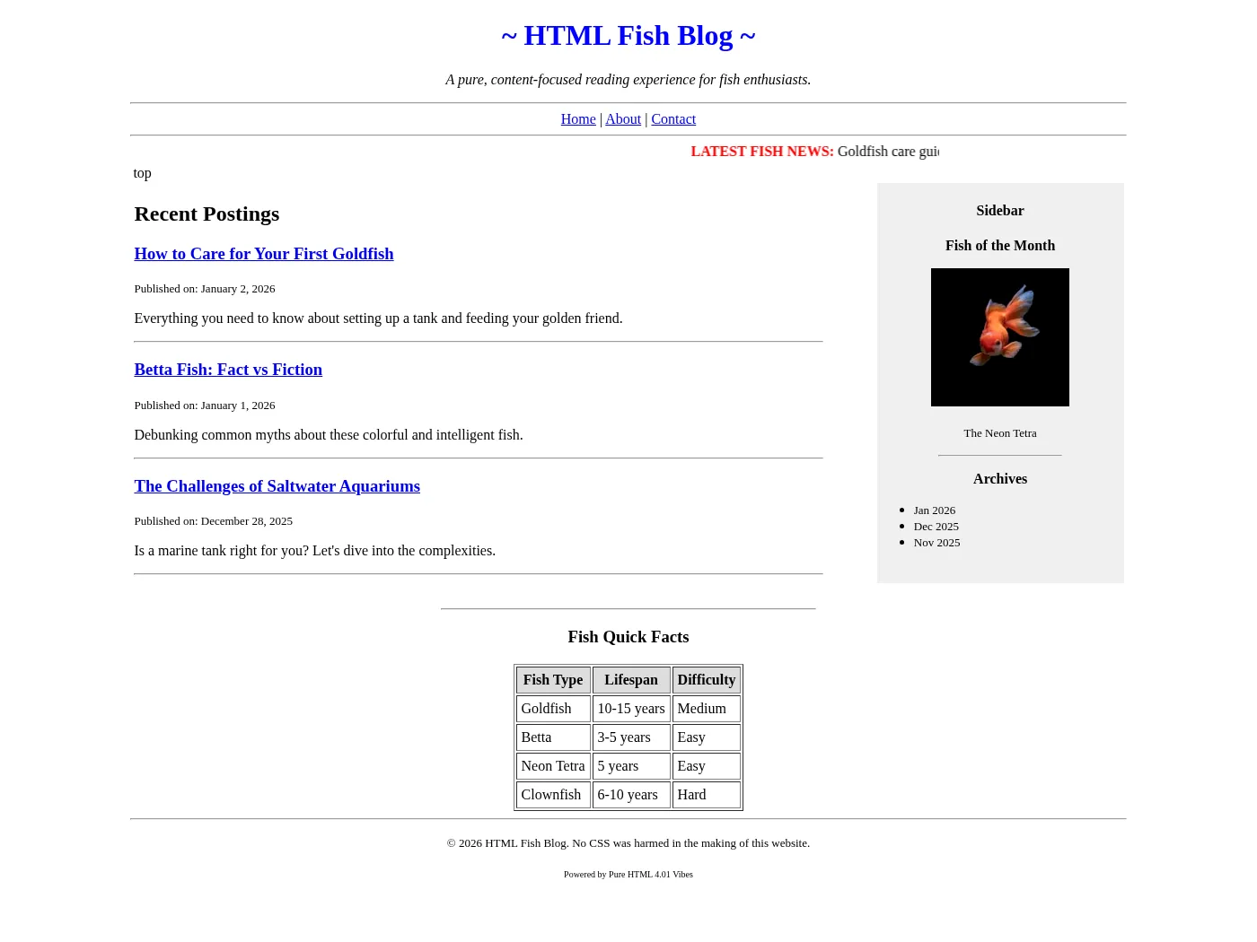 HTML Fish Blog
