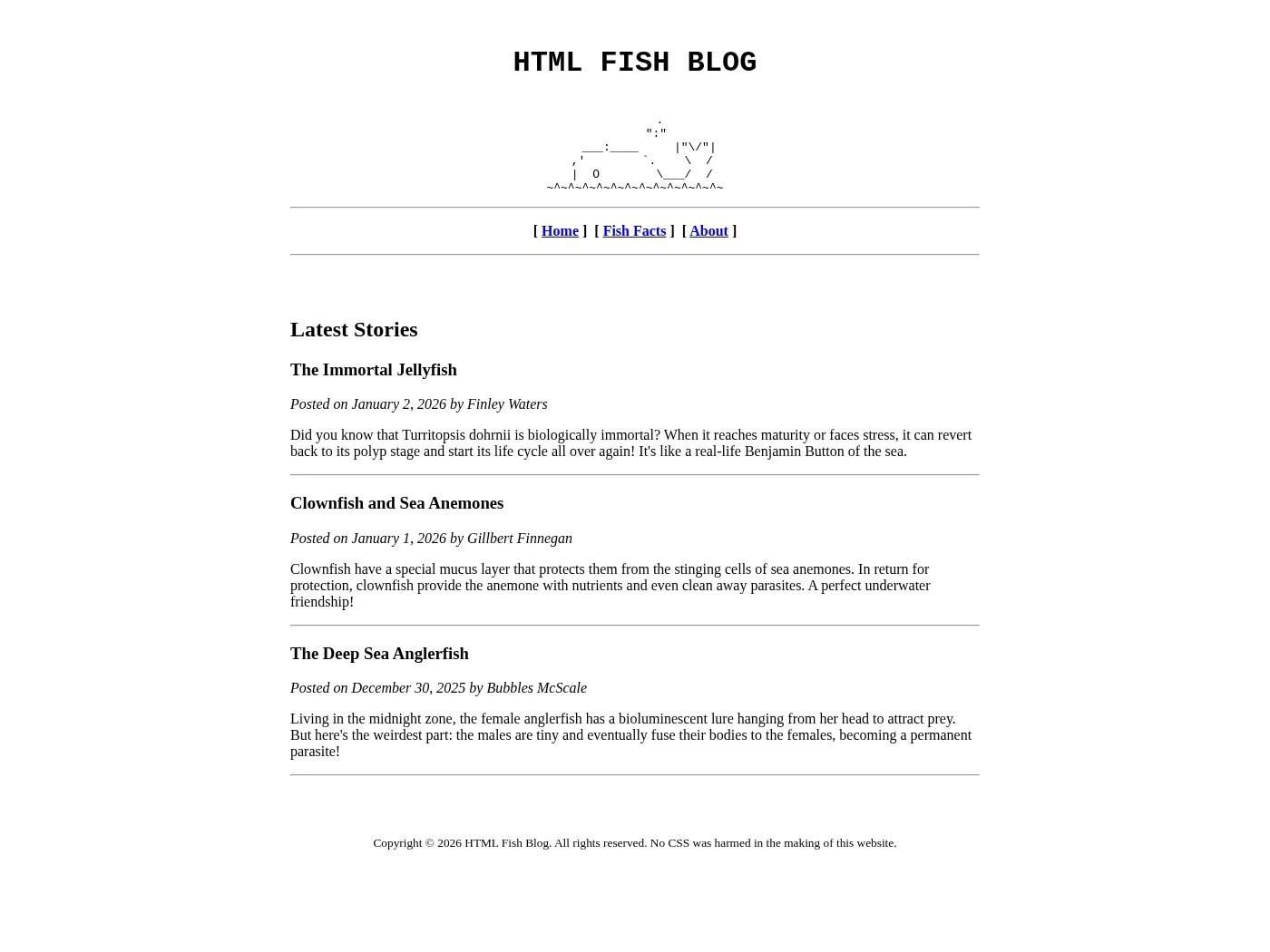 HTML Fish Blog
