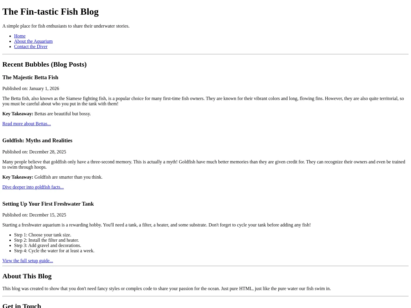 Simple HTML Fish Blog