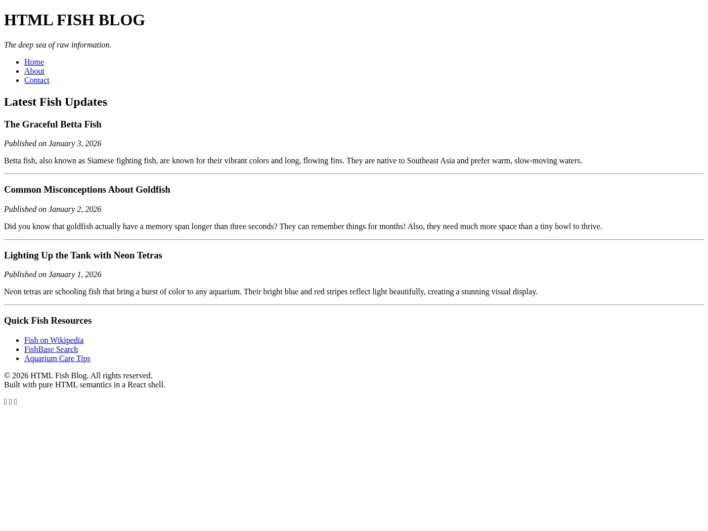 HTML Fish Blog