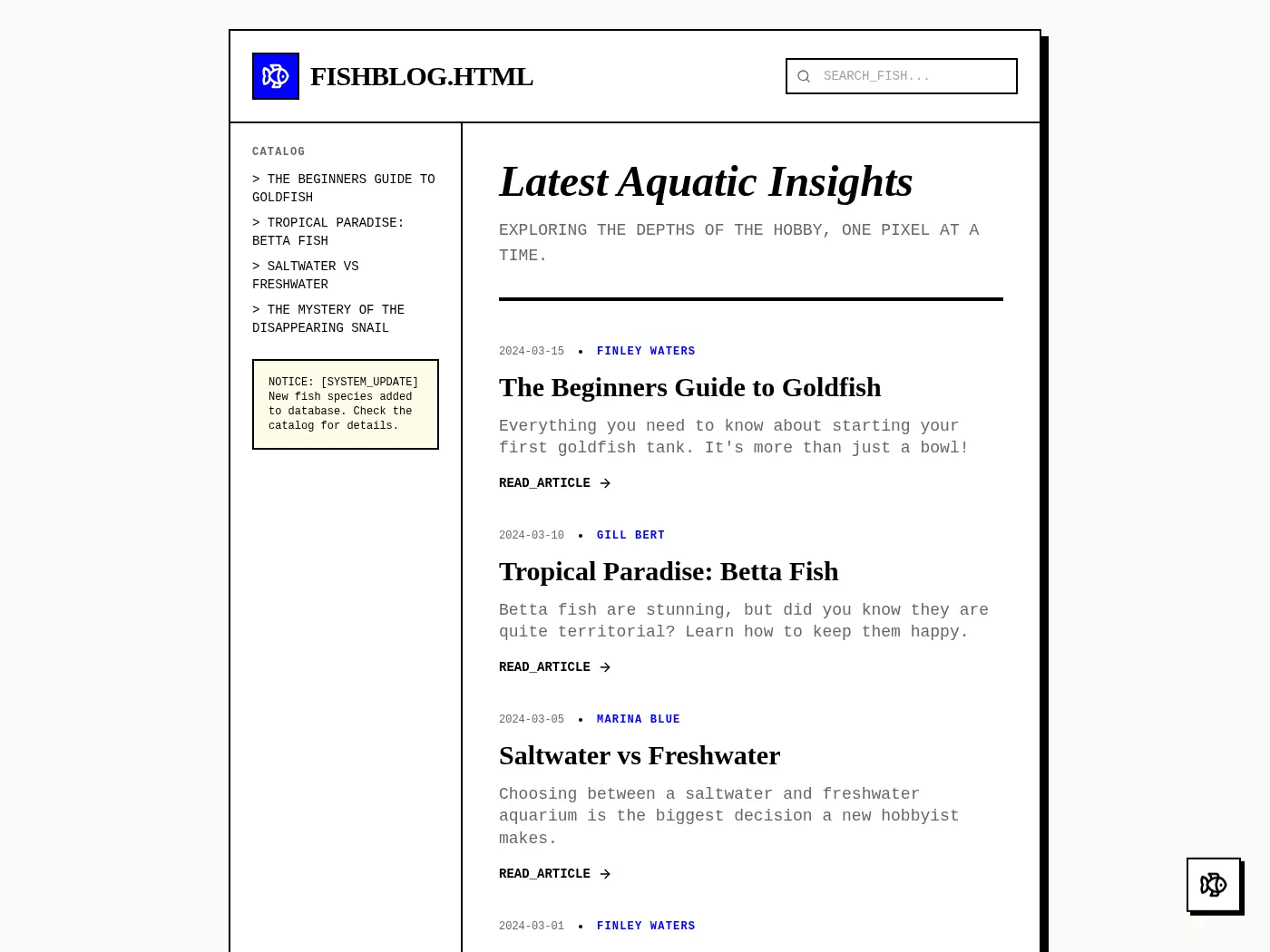HTML Fish Blog