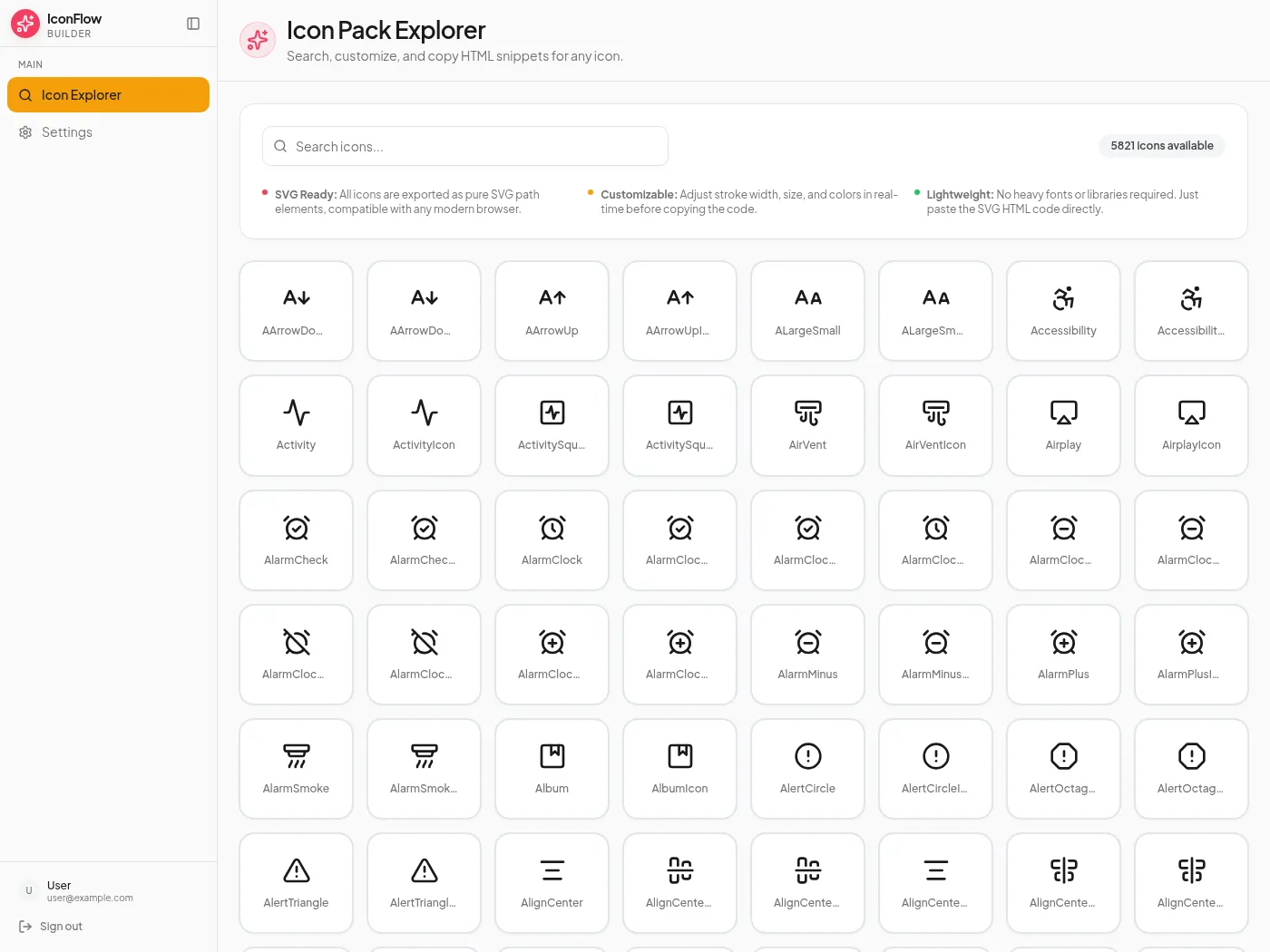 HTML IconPack Builder