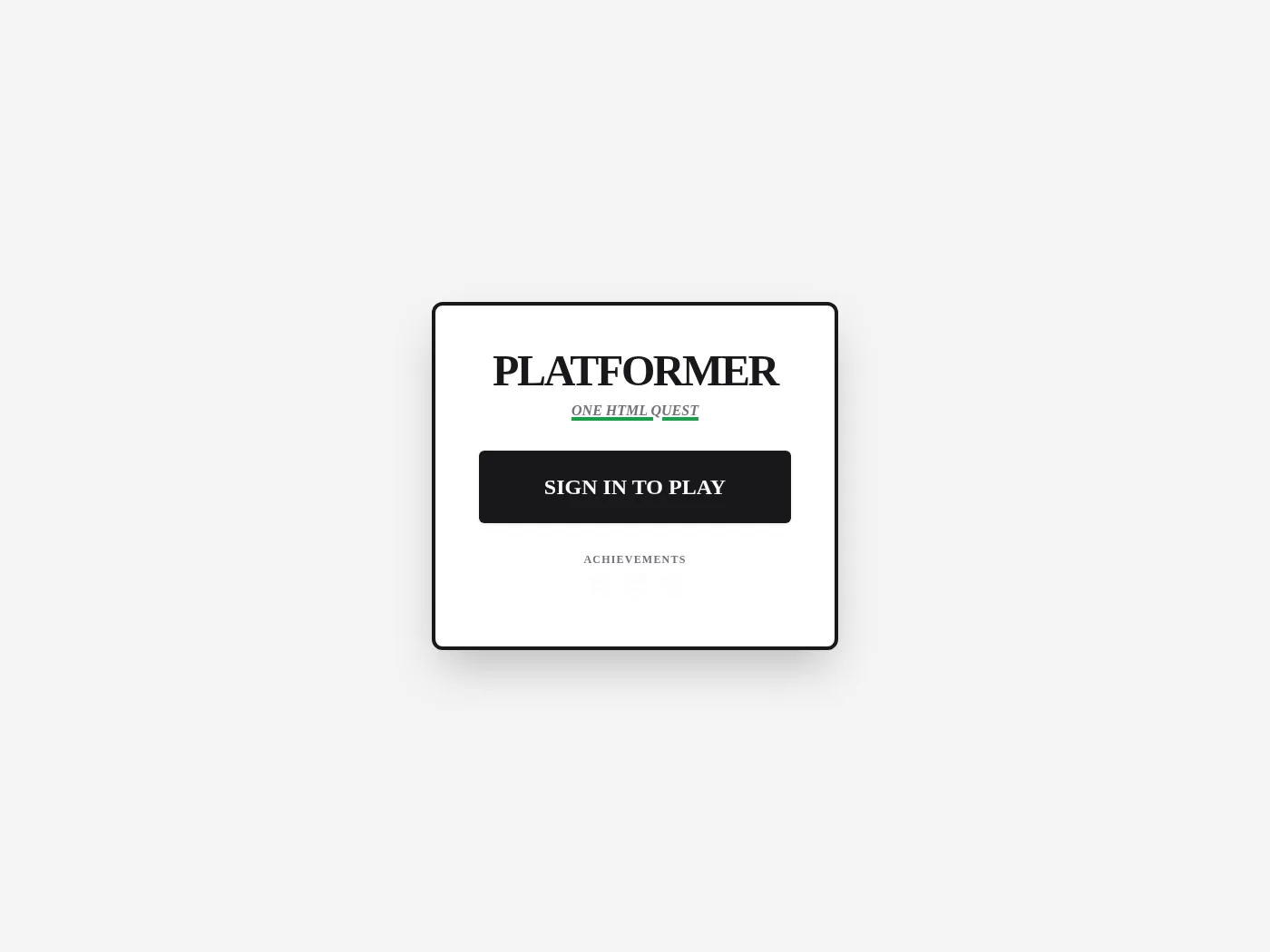 One-HTML Platformer Quest
