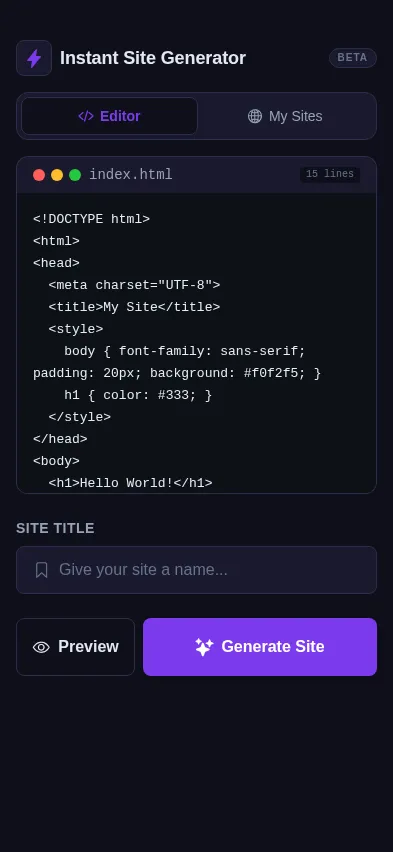 Instant Site Generator